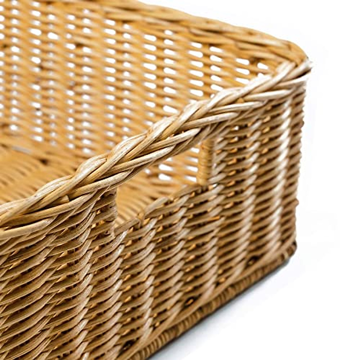 The Basket Lady Under The Bed/Basic Wicker Storage Basket, Medium, 20 in L x 14.5 in W x 6 in H, Sandstone