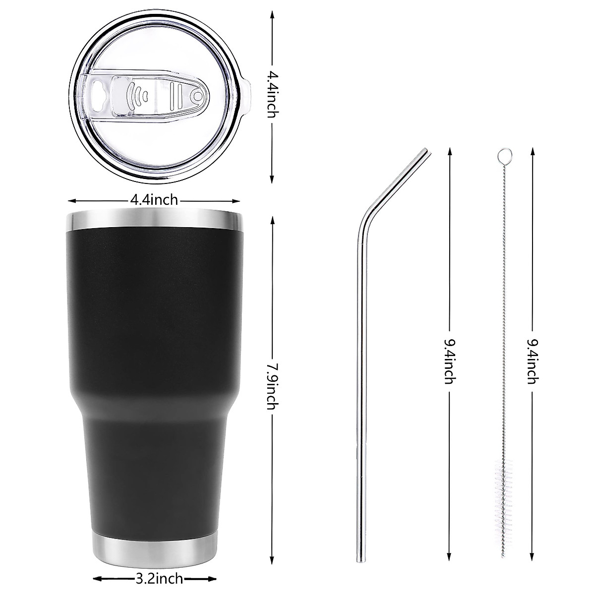 Toopify 30 oz Stainless Steel Insulated Tumbler Travel Mug with Straw Slider Lid, Cleaning Brush, Double Wall Vacuum