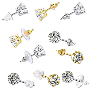 Earring Backs 10 Styles Earring Accessories Safety Bullet Earring Clutch Hypoallergenic 1040 Pieces (10 Styles)