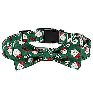 Tangpan 2pcs Soft Cotton Christmas Pet Dog Collar, with Removable Bow-Tie Décor ( Red & Green Bow-Knot,S )