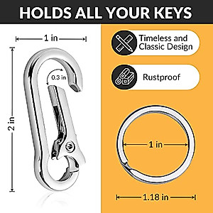 Rainspire Key Ring Keychain Keyrings Key Chain Holder Clip Key Organizer Key Chain Ring for Men and Women, 3 Pack, Silver