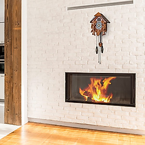 TIMEGEAR Cuckoo Wall Clock with Night Mode in Traditional German Style with Carved Squirrels (Cherry)