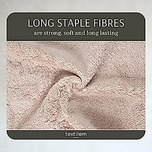 TEXTILOM 100% Turkish Cotton 6 Pcs Bath Towel Set, Luxury Bath Towels for Bathroom, Soft & Absorbent Bathroom Towels Set (2 Bath Towels, 2 Hand Towels, 2 Washcloths)- Beige