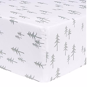Trend Lab Pine Trees Fitted Crib Sheet for Baby Mattress, Made of 100% Cotton, Fits a Standard 28 x 52 in Crib Mattress