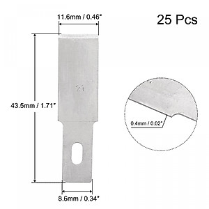 uxcell 25Pcs 43.5x11.6mm Craft Knife Blades, High Speed Steel Hobby Blades Replacement Set Art Blades Carving Tool with Storage Case