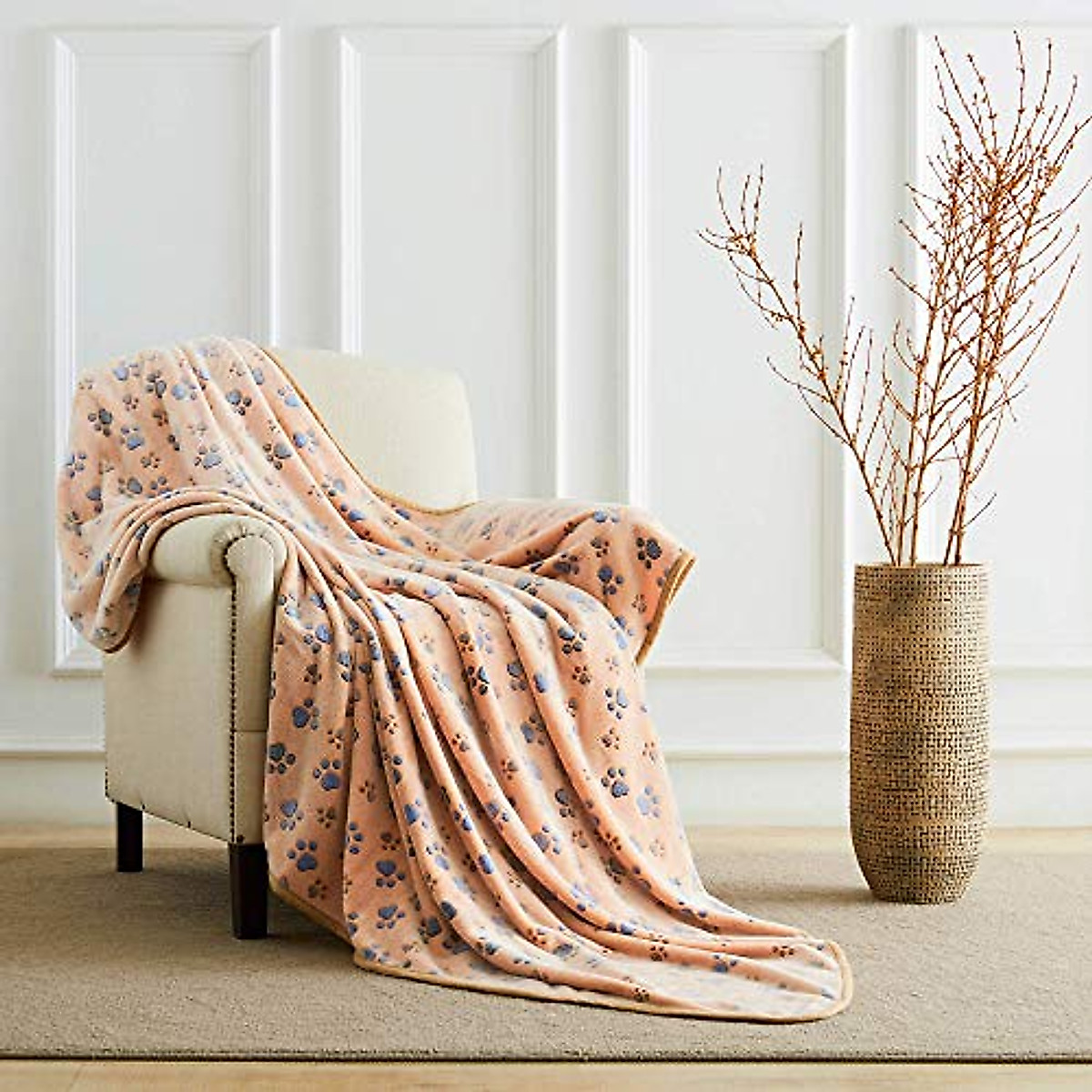 Allisandro Luxurious Dog Blanket, 350 GSM Super Fuzzy Microplush Fleece Pet Blankets for Small Medium Large Dogs and Cats, Brown, 40 x 32 Inches