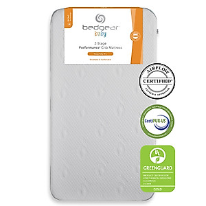 Bedgear Baby Dri-Tec 2-Stage Moisture Wicking Crib Mattress – CertiPUR-US Certified and Airflow Certified - Hypoallergenic - Waterproof Removable and Machine Washable Cover