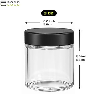 (50 Pack) 3oz Thick Glass Jars with Black Child Resistant Lids - Airtight Storage Containers for Herbs, Spices, Cosmetic, Medicine & More