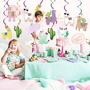 20Pcs Llama Cactus Hanging Swirl Decorations, Llama Party Hanging Swirl Bolivian Peru Alpaca Party Llama Birthday Party Supplies for Cinco De Mayo Mexican Fiesta Party Llama Baby Shower Decoration