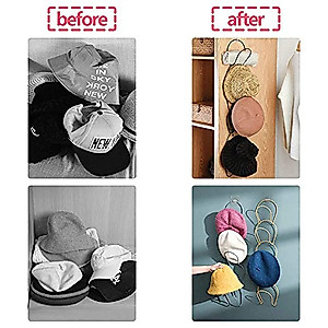 XINFULL 30 Rings Cap Rack Hanging Hat Organizer Baseball Holder Scarfs Bag Hanger Storage for Wall Door Closet Kitchen Bathroom, Black