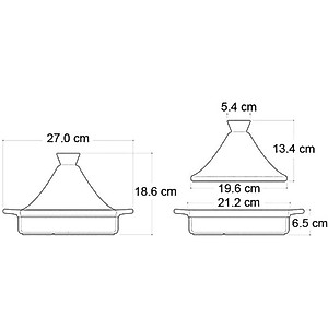 Ceramic Casserole Steamer Braiser Pan Healthy Pot Earthen Pot for Braising Slow Cooking Moroccan Tajine Pot (Orange 1.3Quart)