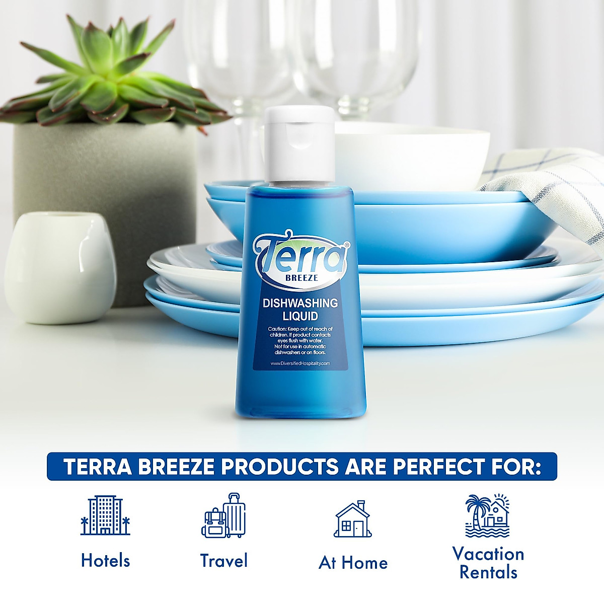 Terra Breeze Tiny Dish Soap Detergent | For Use in Vacation Rentals and Extended Stay Hotels | 1.6 oz (Case of 50)