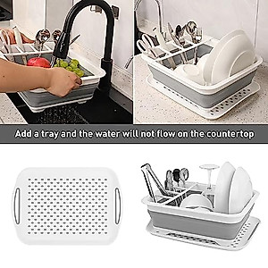 ZOUYO Collapsible Drying Dish Rack and Drainerboard Set Portable Dish Drainers Organizer Storage Rack for for Kitchen Counter RV Travel Trailer Camper Accessories