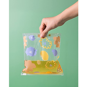 Quart Resealable Slider Food Storage Bags, 100 Count, Fun Designs, 4 Different Fun Patterns, Zero BPA, Lunch, Trips, Parties & More