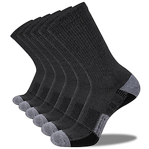 COOVAN Mens Crew Socks 6 Pairs Athletic Running Cushion Thick Warm Work Socks for Men