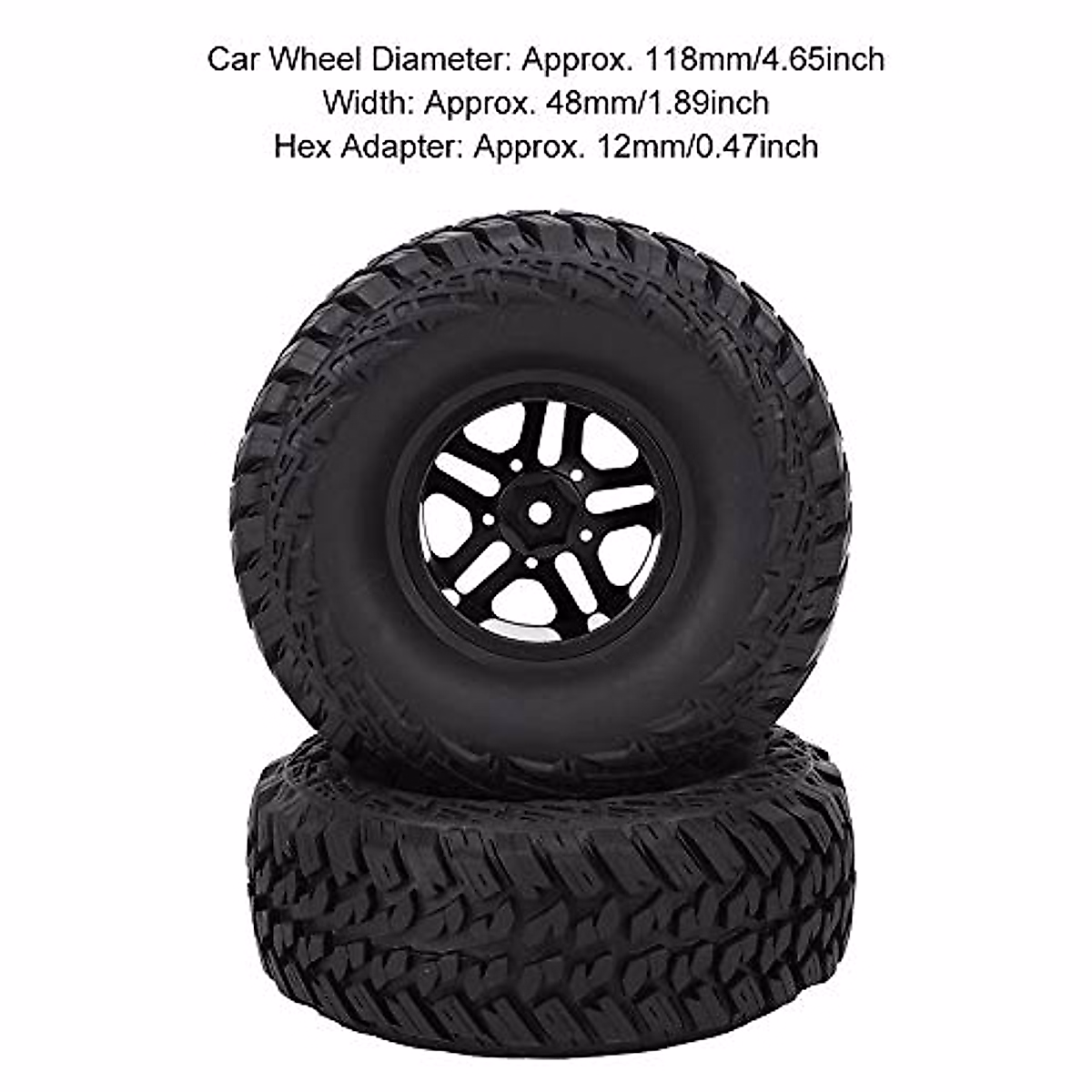 RC Car Wheel, Aluminium Alloy High Accuracy Wear Resistant Simulation Look RC Wheel Hubs Tire Convenient for 1/10 Remote Control Model(B Black)