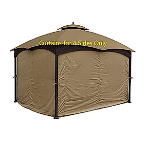 APEX GARDEN Four-Side Privacy Side Wall Curtain Set for 10-ft x 12-ft Gazebo (Beige)