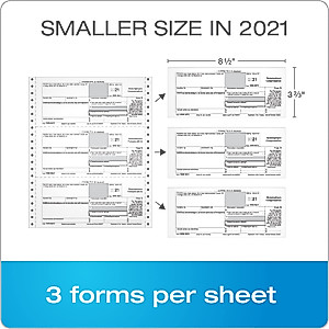 Adams 1099 NEC 3 Up 2021 Continuous Forms, 4 Part Carbonless Forms, for Pin Fed Dot Matrix Printers, with 3 1096, 20 Pack (TXA2299-NEC21)