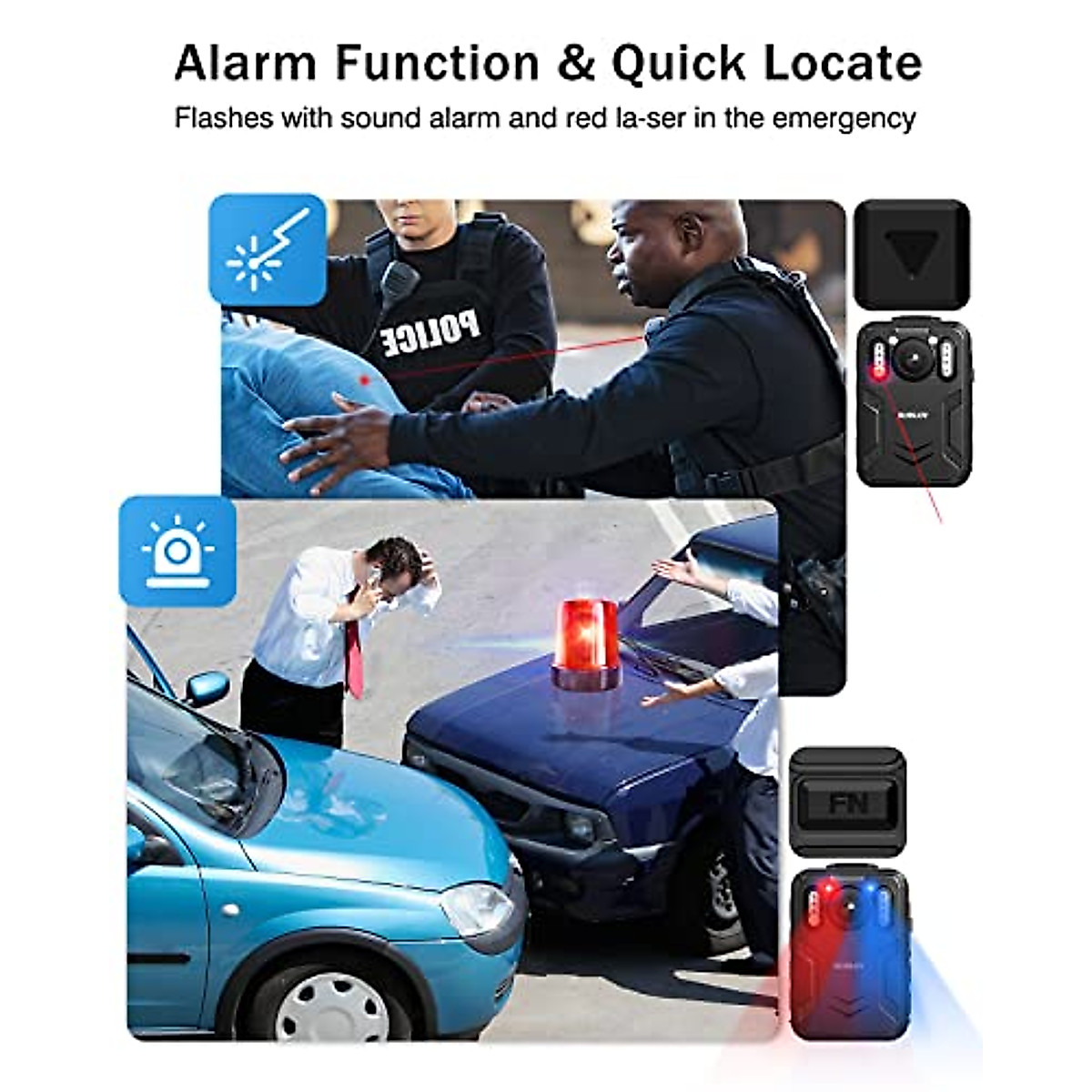 BOBLOV B4K2 128GB 4K Body Worn Camera with GPS, Two 3000mAh Batteries for 14-16hours Record, 4K Camcorders Video Camera with Charging Dock