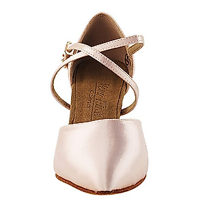 Very Fine Dance Shoes - Ladies Standard, Smooth, Waltz Ballroom Dance Shoes - C9691-2.5-inch Heel and Foldable Brush Bundle - Flesh Satin - 8.5