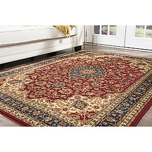 Kirsten Traditional Oriental Red Oval Area Rug, 5' x 7' Oval