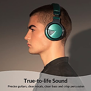 Silensys E7 Active Noise Cancelling Headphones Bluetooth Headphones with Microphone Deep Bass Wireless Headphones Over Ear, Comfortable Protein Earpads, 30 Hours Playtime for Travel/Work, Green