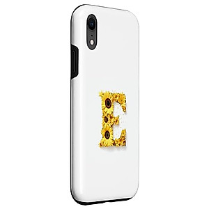 iPhone XR Letter E Initial Monogram Sunflower Minimalist Women Yellow Case