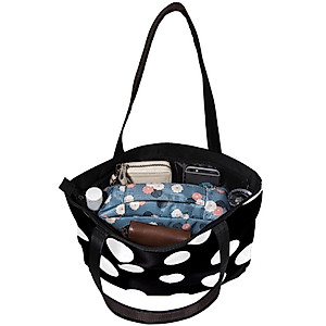 miningcase Tote Bag Shoulder Bags White Black Polka Dot Handbags for Women with Inner Pouch