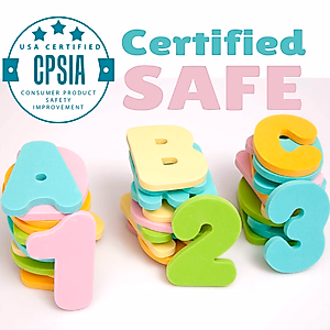 Tub Cubby Safe & Soft ABC 123 Foam Bath Letters & Numbers - Magically Stick On Wet Walls + Bonus Rubber Duck | Spell & Count Educational Alphabet Kids Bathtub Play Set - Extra 44 Pack