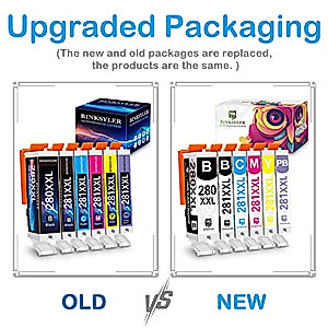 BINKSYLER 280 281 XXL Ink Cartridges Replacement for Canon PGI-280XXL CLI-281XXL PGI 280 CLI 281 XXL Work for Canon Pixma TS8320 TS9120 TS8120 TS8220 TS8222 (PGBK/BK/Photo Blue/C/M/Y) 6 Pack
