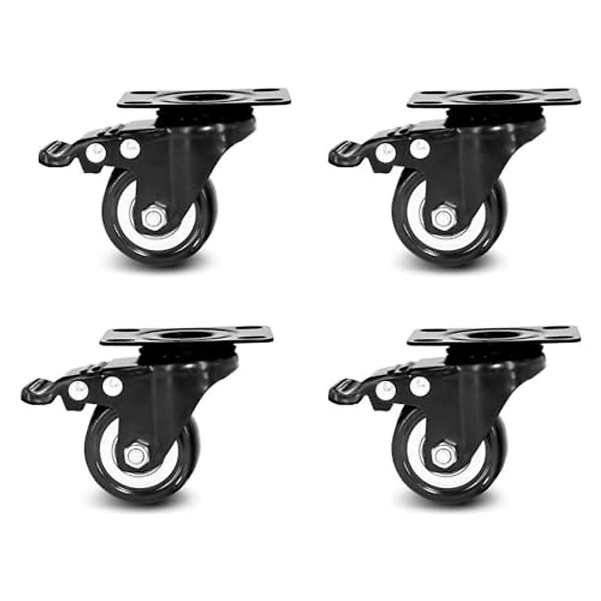 Casters Swivel casters Heavy Duty of 4 Pack, 1.5Inch Polyurethane Castor Wheels for Trolley Furniture Caster Load Bearing 200kg casters Workbench