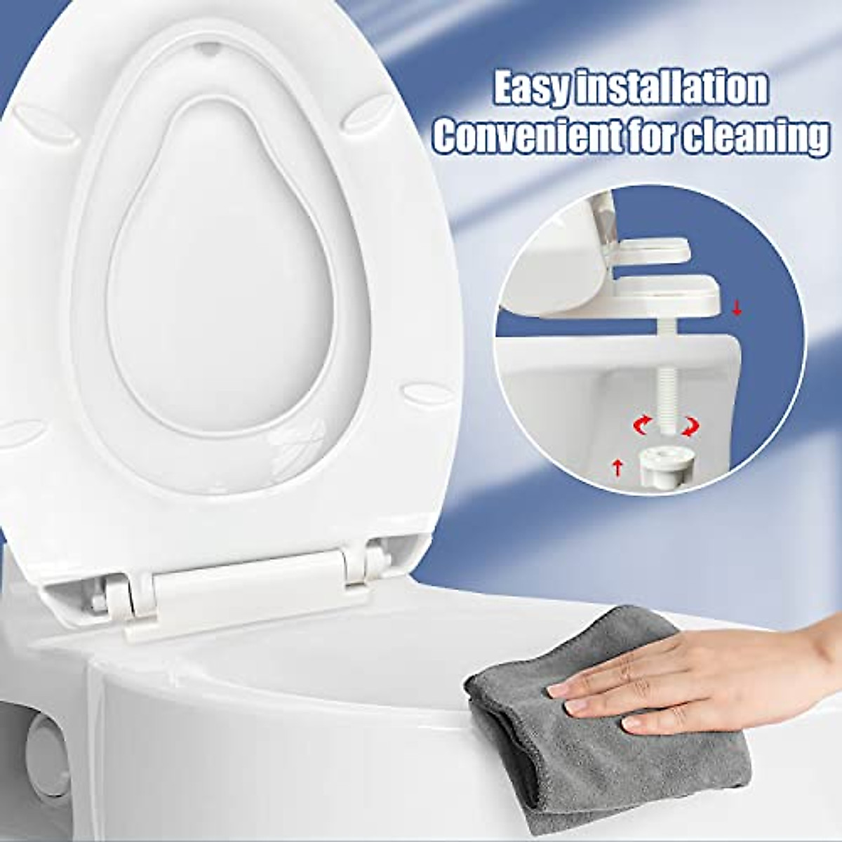 Elongated Toilet Seat with Toddler Seat Built In Soft Close, Slow Close Family Toilet Seat with Potty Training Seat White