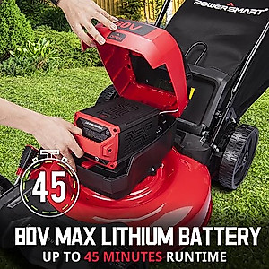 PowerSmart 80V MAX 21" Cordless Lawn Mower, 3-in-1 Brushless Electric Lawn Mower with 6.0Ah Lithium-ion Battery & Charger (DB2821)