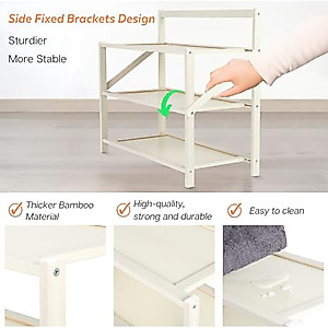 COMAX Folding Bamboo Shoe Rack for Entryway Small Space, Installation-Free Foldable Shoes Storage Organizer, Free Standing Three Shelf Shoe Stand for 6-9 Pairs, Small Shoe Rack 3 Tier 20 Inch Wide