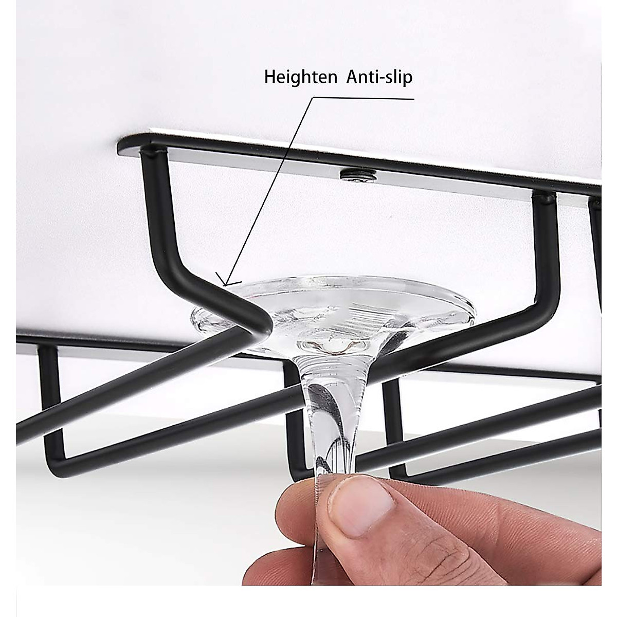 Black Stemware Rack,Wire Hanging Rack,Under Cabinet Wine Glass Rack,Wine Glass Hanging Rack 2 Pack 14 Inch