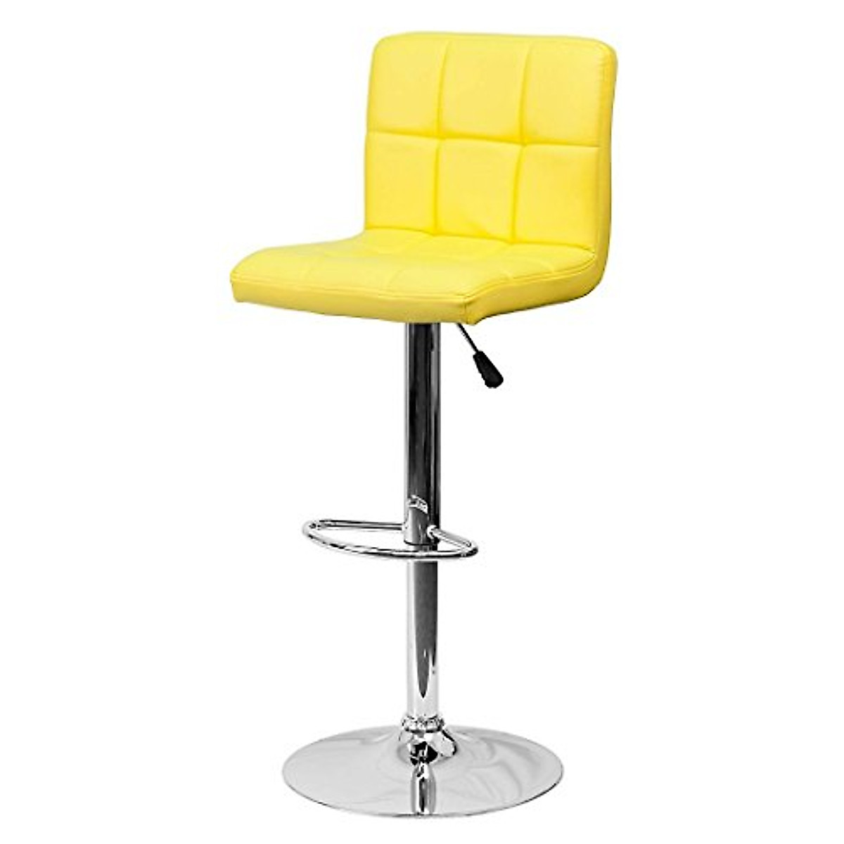 KLS14 Modern Design Barstools Hight Adjustable Seat Hydraulic 360-Degree Swivel Sturdy Steel Frame Padded Cushion Seat Dining Chair Bar Pub Stool Home Office Furniture - Set of 2 Yellow #1974