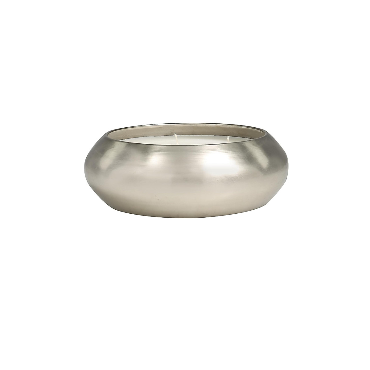 Deco 79 Metal Decorative Candle Sweet Bamboo Scented Wide Dome Shaped 60 oz 4 Wick Aromatherapy Candle with White Wax, Wax Aromatherapy Candle 9" x 9" x 3", Silver
