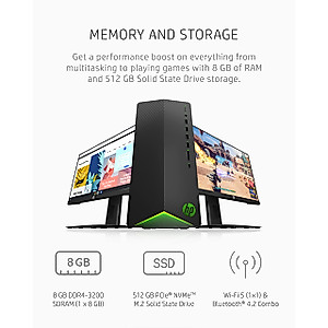 HP Pavilion Gaming PC, AMD Ryzen 5 5600G Processor, 8 GB RAM, 512 GB SSD, Windows 11, Wi-Fi 5 & Bluetooth 4.2 Combo, 9 USB Ports, Pre-Built Gaming PC Tower, Mouse and Keyboard (TG01-2030, 2021)