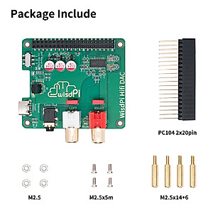 Raspberry Pi HiFi DAC HAT Audio Card Expansion Board for Raspberry Pi 4, Pi 3 B+, Pi 3 B, Pi 2, Pi B+, Pi Zero/Zero W