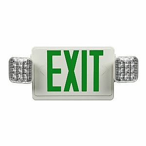 LED Exit Sign Emergency Light Combo with Green Letters
