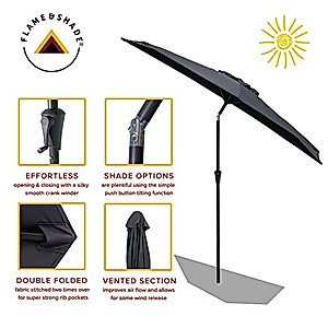 FLAME&SHADE 9 ft Half Round Outdoor Market Patio Table Umbrella with Tilt for Wall Balcony, Anthracite
