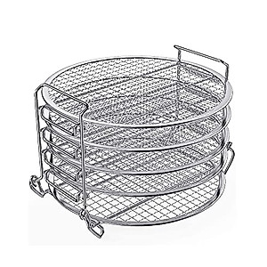 Senershuo Upgraded Dehydrator Rack For Ninja Foodi 6.5 & 8 qt, Instant Pot Duo Crisp 8 qt. Food Grade Stainless Steel Air Fryer Parts Easy Assemble & Healthy, silver