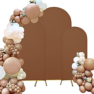 Spandex Fitted Wedding Arch Cover Set of 3 White Arch Backdrop Cover, Round Top Chiara Backdrop Stand Covers for Wedding Birthday Party Baby Shower Banquet Arch Decoration (White, 6FT,6.6FT,7.2FT)