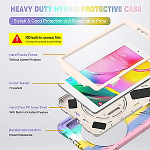 TSQ Case for 8.0 Inch 2019 SM-T290/T295 for Kids Girls | Heavy Duty Rugged Protective Cute Colorful Case w/Stand Hand Shoulder Strap for Tablet 8 Inch | Rainbow Pink