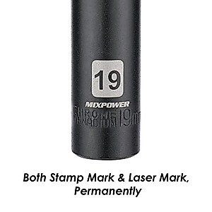MIXPOWER 1/2-Inch Drive Deep Impact Socket, 19mm, CR-V, Metric, 6 Point, Deep