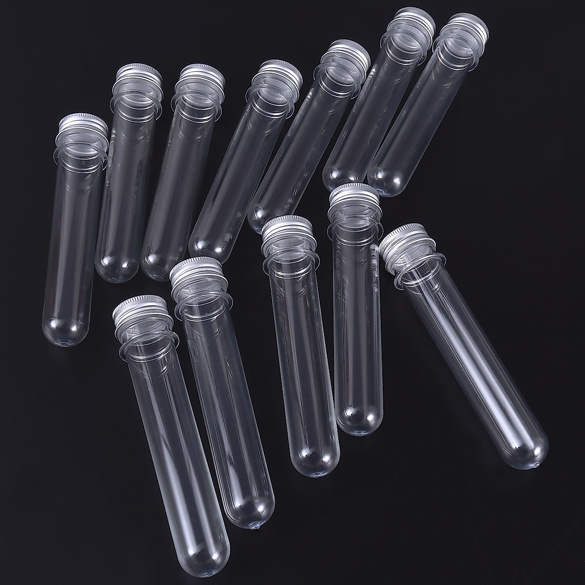 UEETEK 12pcs 40ml Plastic Test Tubes with Screw Caps(Transparent)