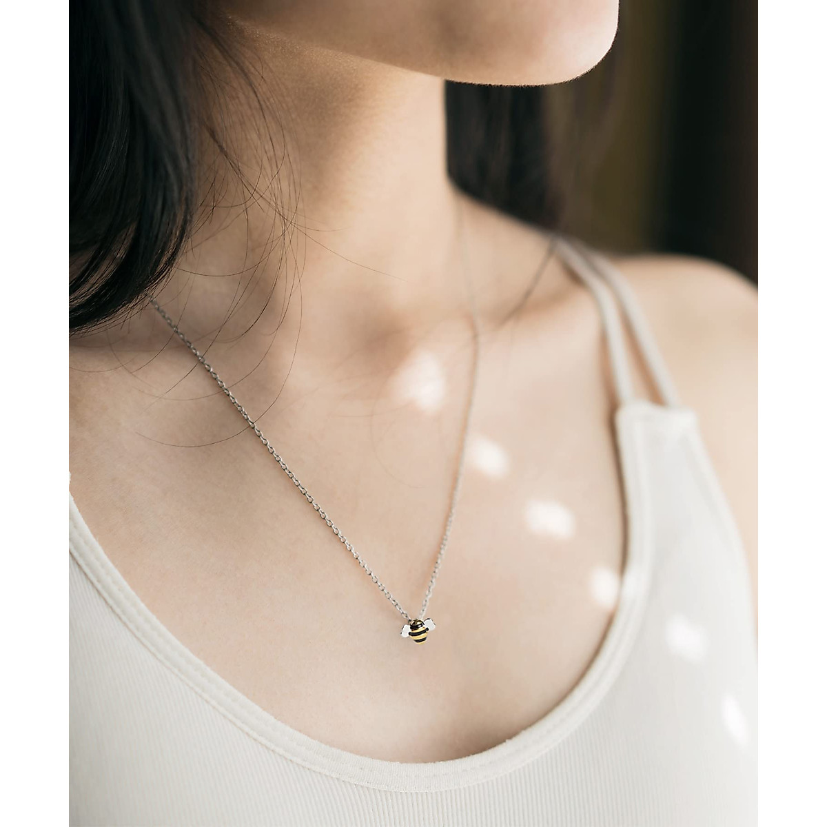 Bonnerish Honey Bee Necklaces for Women love Bee Charm Pendant Necklace Gift for Women Teen Girls