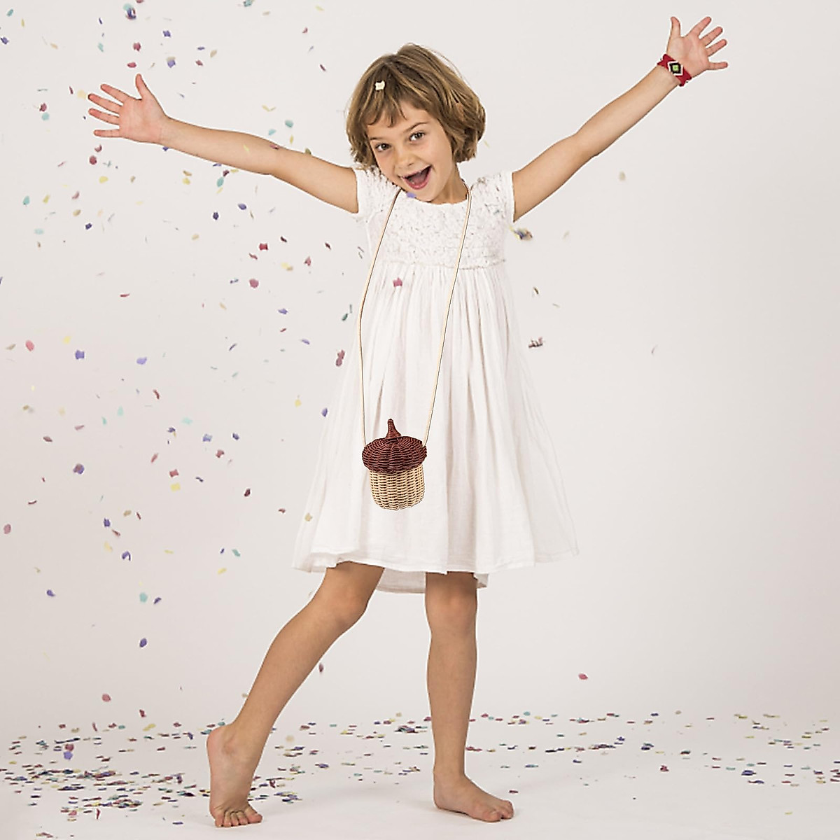 1Pc Rattan Woven Basket Bags Acorn Shaped Basket Wicker Straw Purse Rattan Bag Handwoven Crossbody Bag Mushroom Basket Wicker Basket for Girls Women