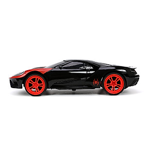 Jada Toys Marvel Spider-Man 1:16 Miles Morales 2017 Ford GT RC Remote Control Car 2.4GHz, Toys for Kids and Adults, Black