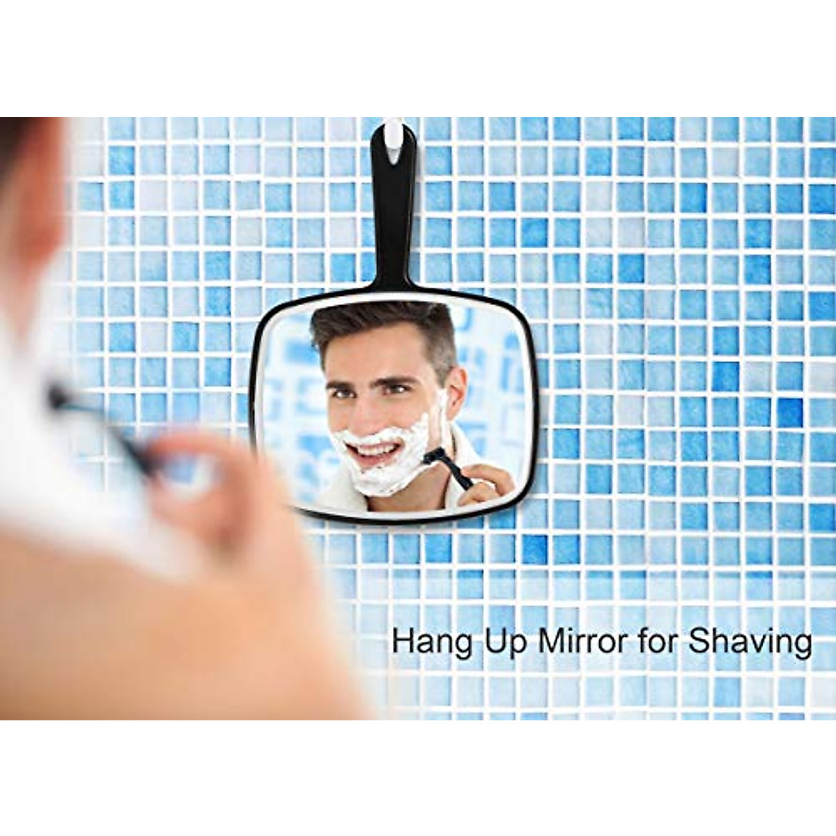 OMIRO Hand Mirror, Black Handheld Mirror with Handle, 6.3" W x 9.6" L